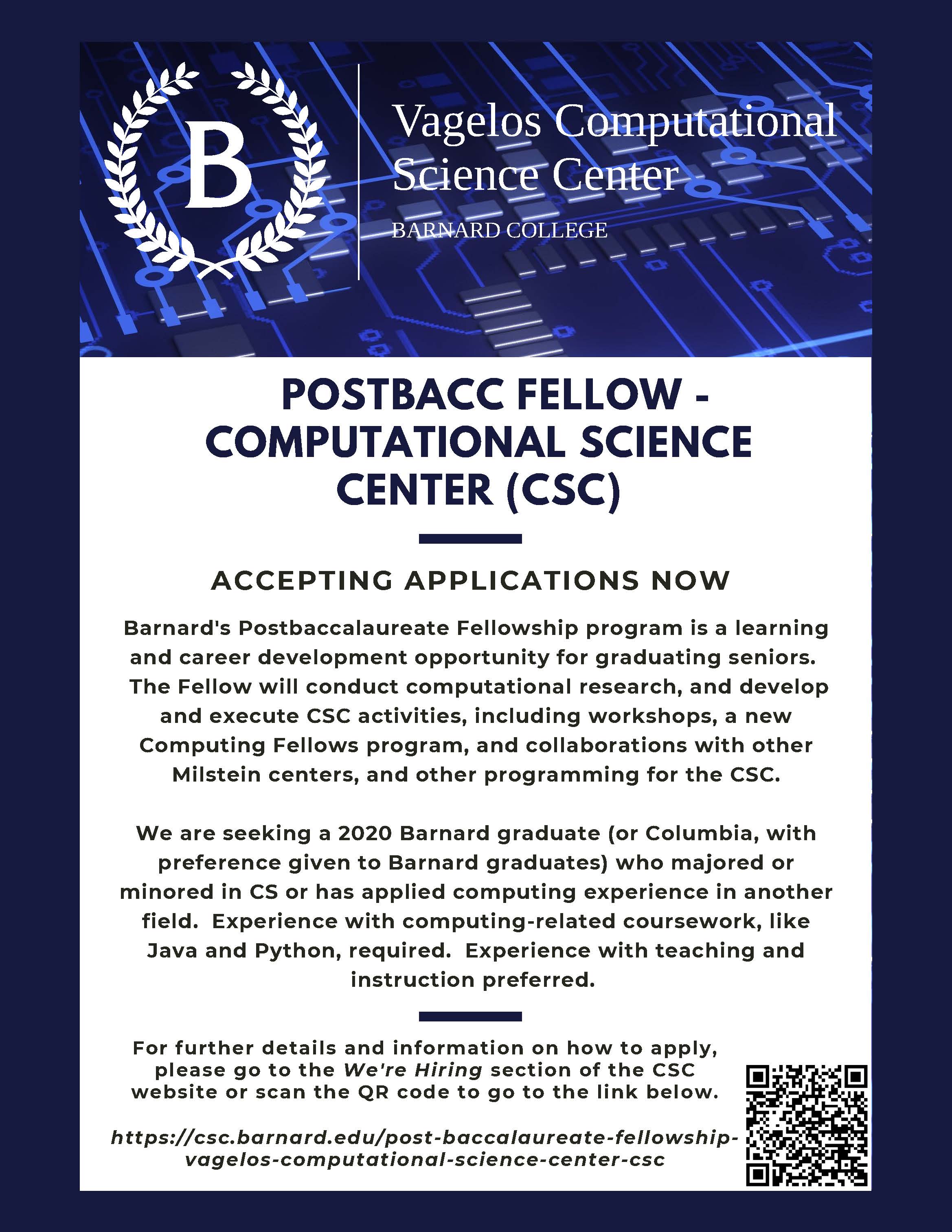 Post Baccalaureate Fellowship - Vagelos Computational Science Center ...